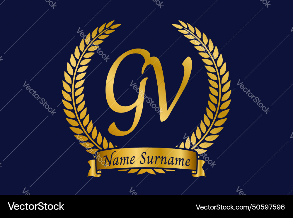 Initial letter g and v gv monogram logo design Vector Image