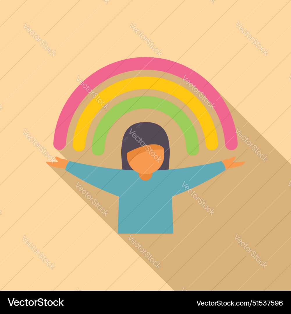 Joyful person embracing rainbow Royalty Free Vector Image
