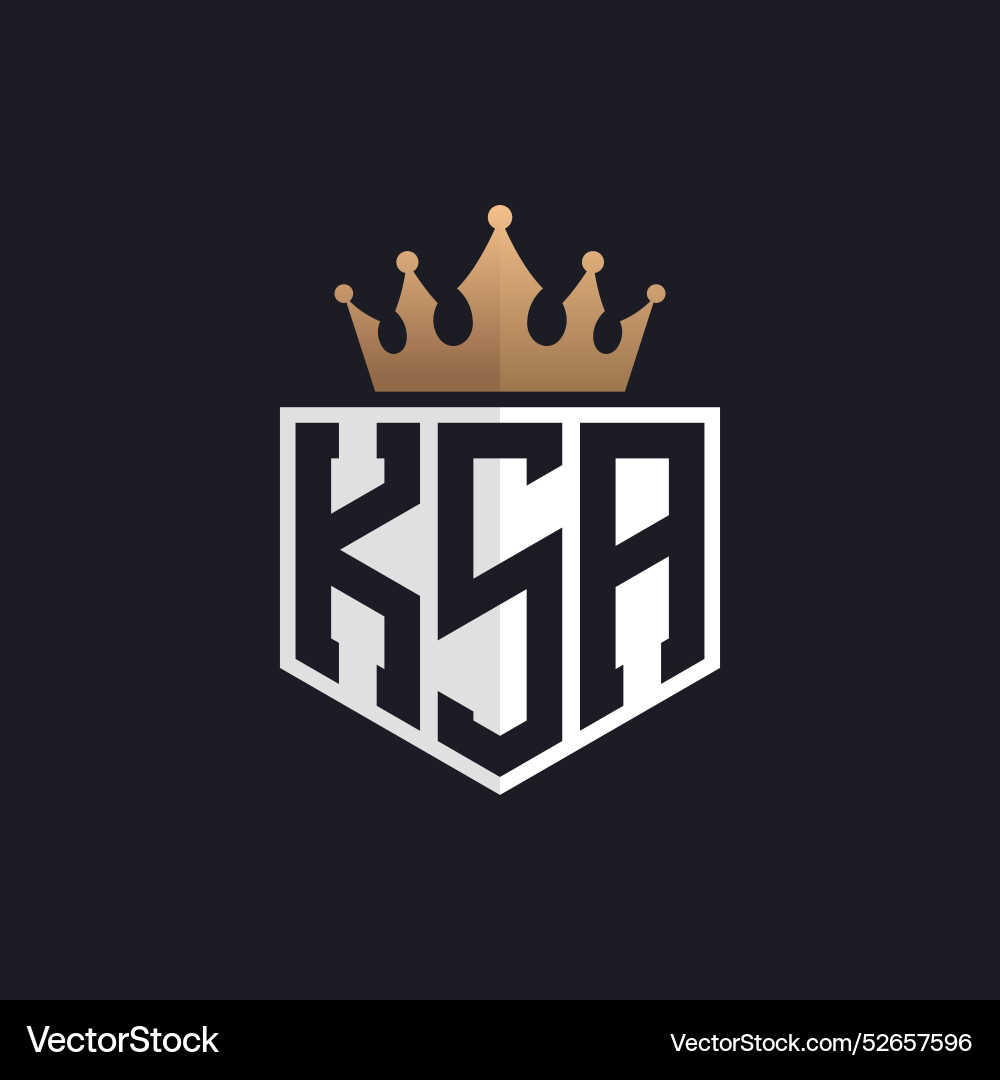 Luxury ksa logo with crown elegant initials Vector Image