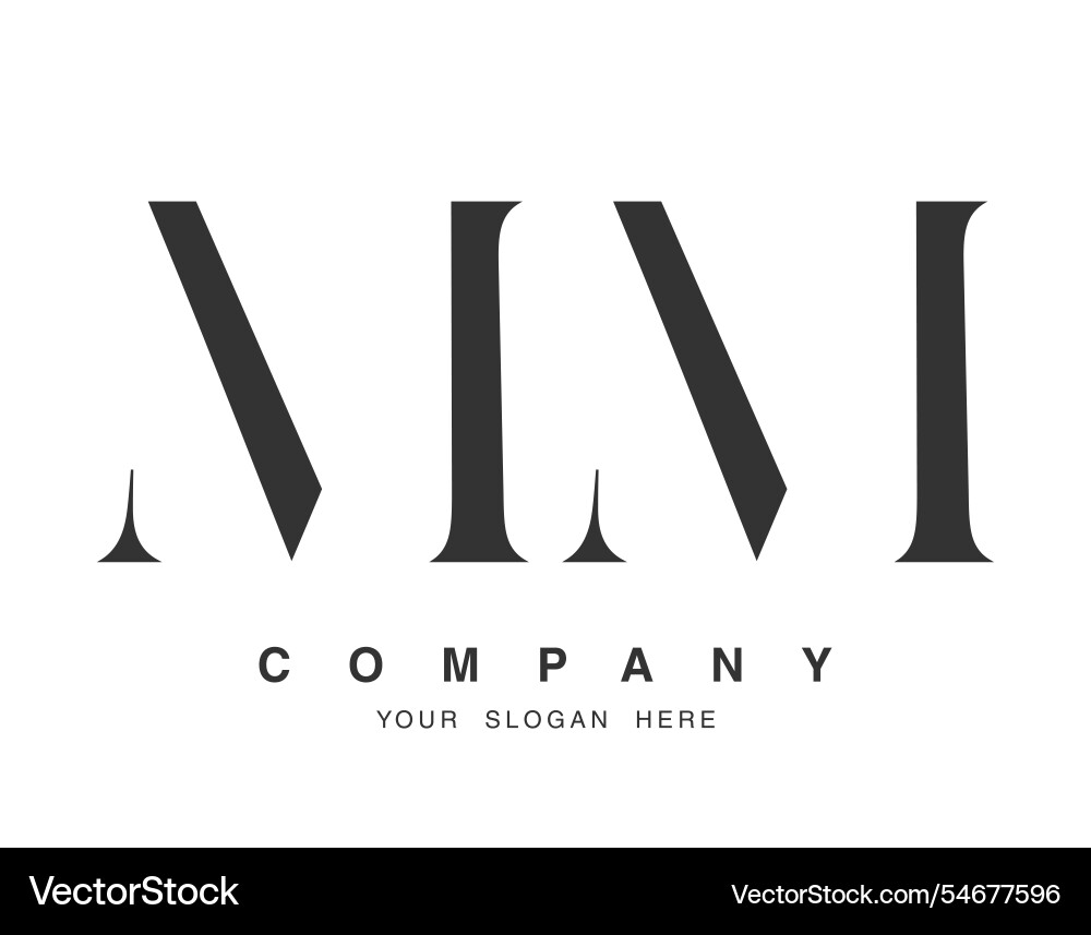 Mm logo design initial letter m and serif font Vector Image