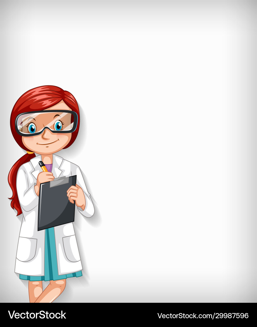Plain background with female doctor writing Vector Image