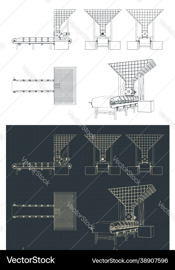 Rotary feeder blueprints Royalty Free Vector Image