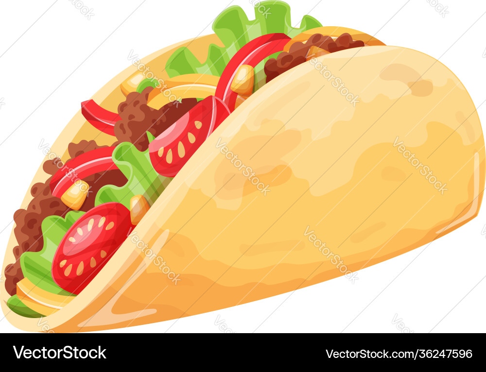 Tacos with meat and vegetable Royalty Free Vector Image