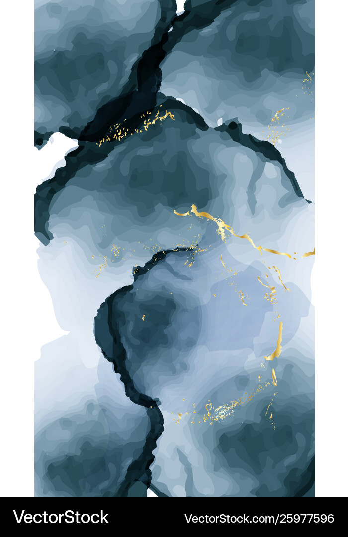 Watercolor repetition liquid flow in navy blue Vector Image