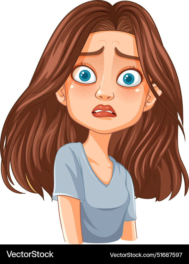 A girl looking worried Royalty Free Vector Image