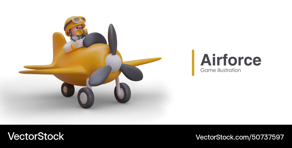 Aviation concept character in helmet with pilot Vector Image