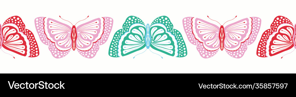 Butterfly border design cute seamless Royalty Free Vector