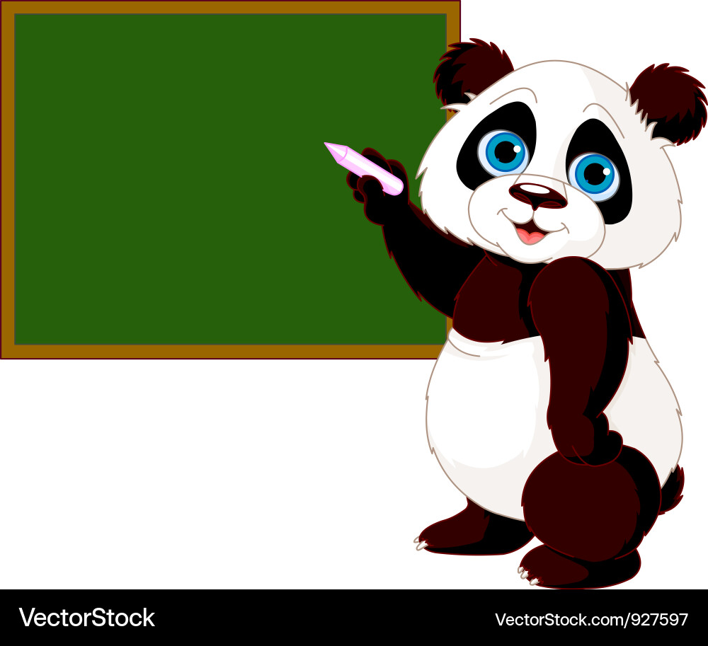 Cute Panda Writing on Chalkboard Royalty Free Vector Image