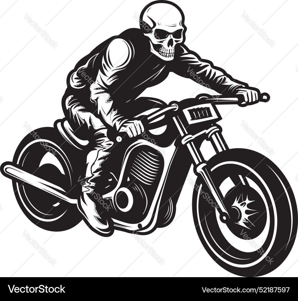 Death ride skeleton riding motorcycle black logo Vector Image