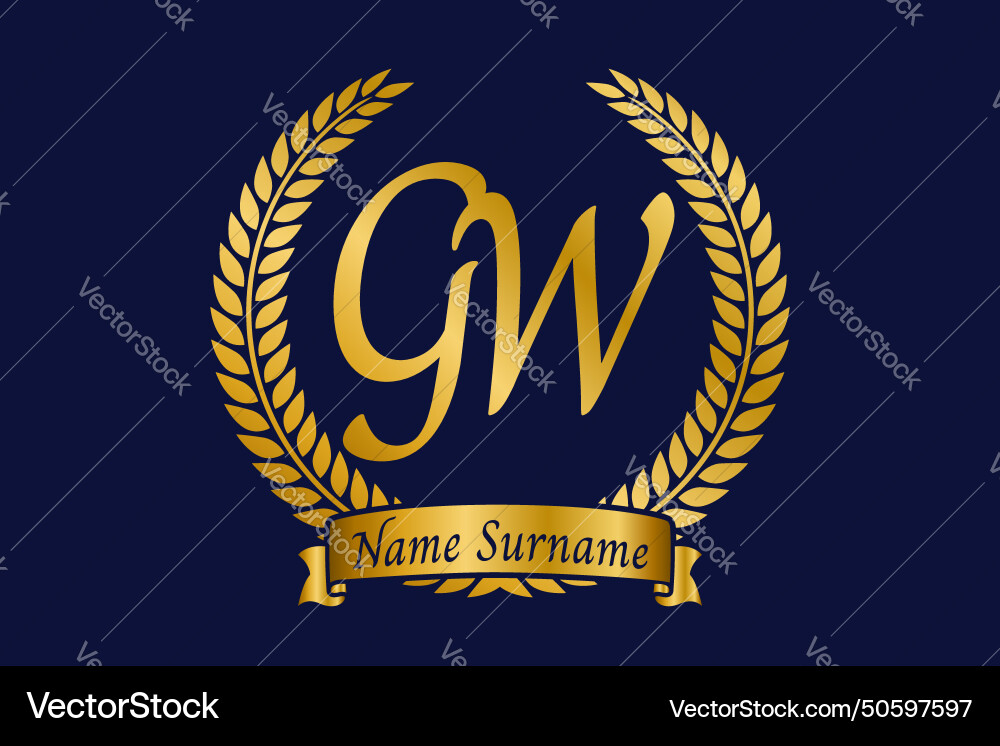 Initial letter g and w gw monogram logo design Vector Image