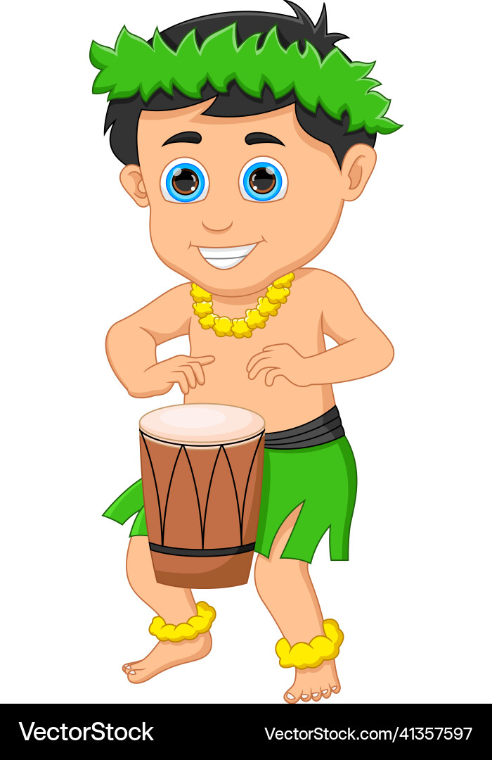 Little child playing ethnic drums Royalty Free Vector Image
