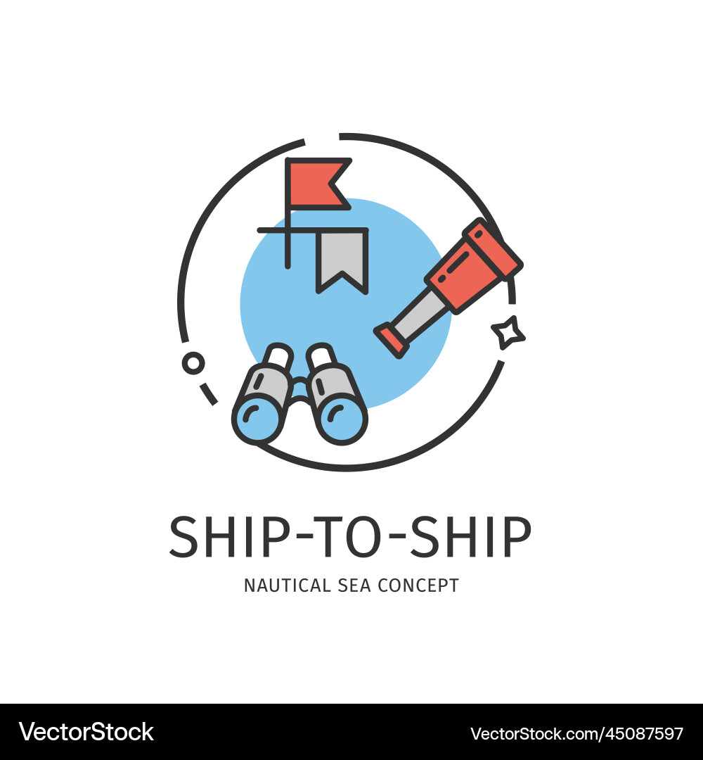 Nautical Ship Icon - Sea & Flag Royalty Free Vector