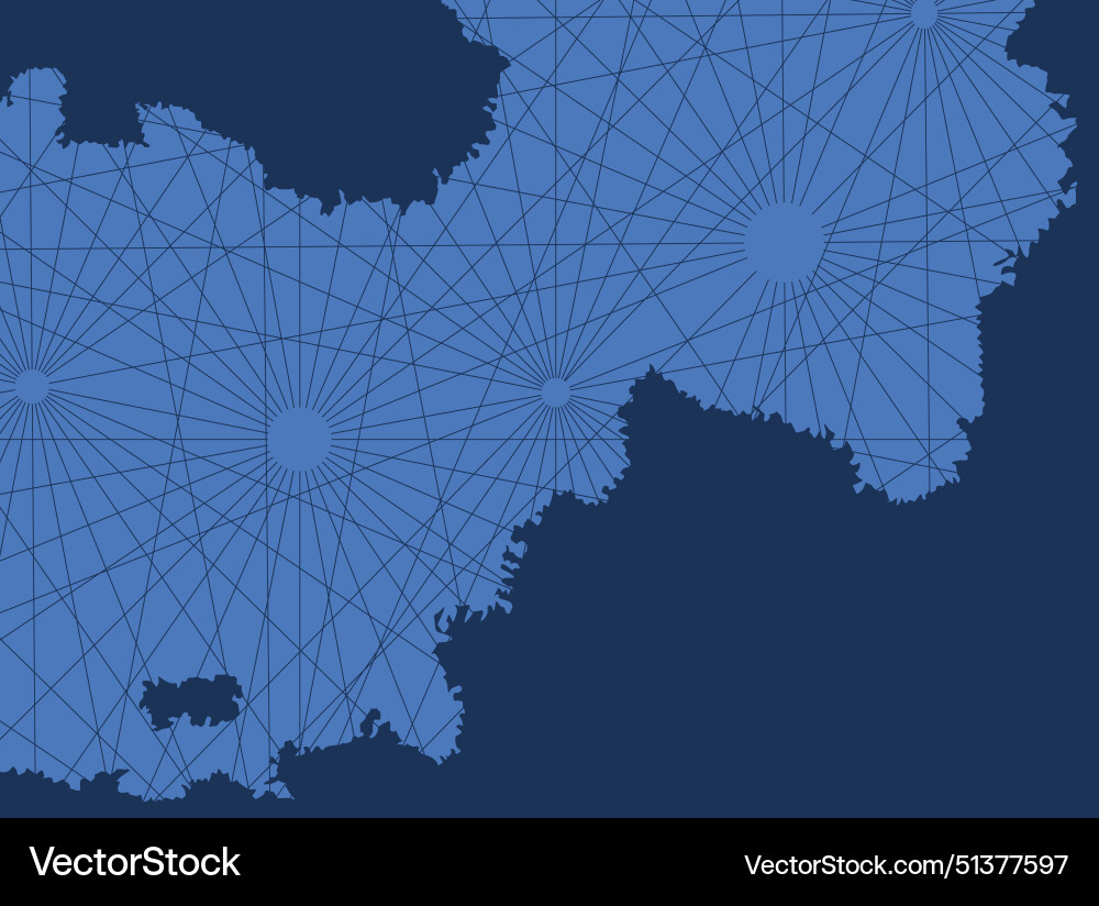 Portolan map two continents and a sea Royalty Free Vector