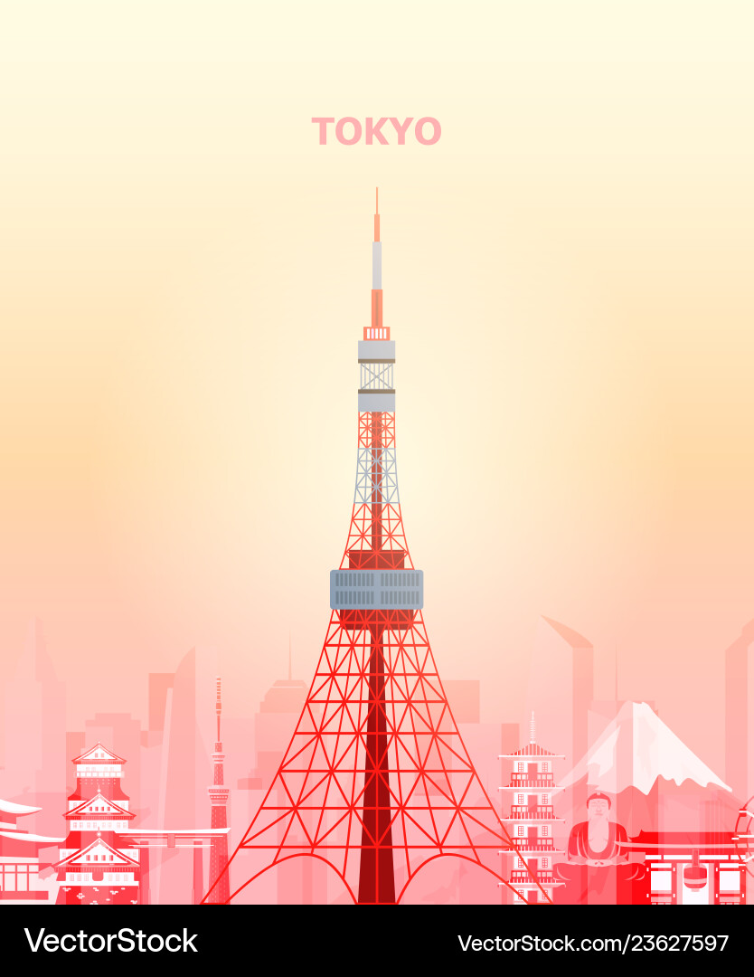 Tokyo tower japan Royalty Free Vector Image - VectorStock