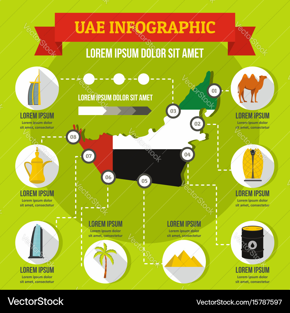 Uae infographic concept flat style Royalty Free Vector Image