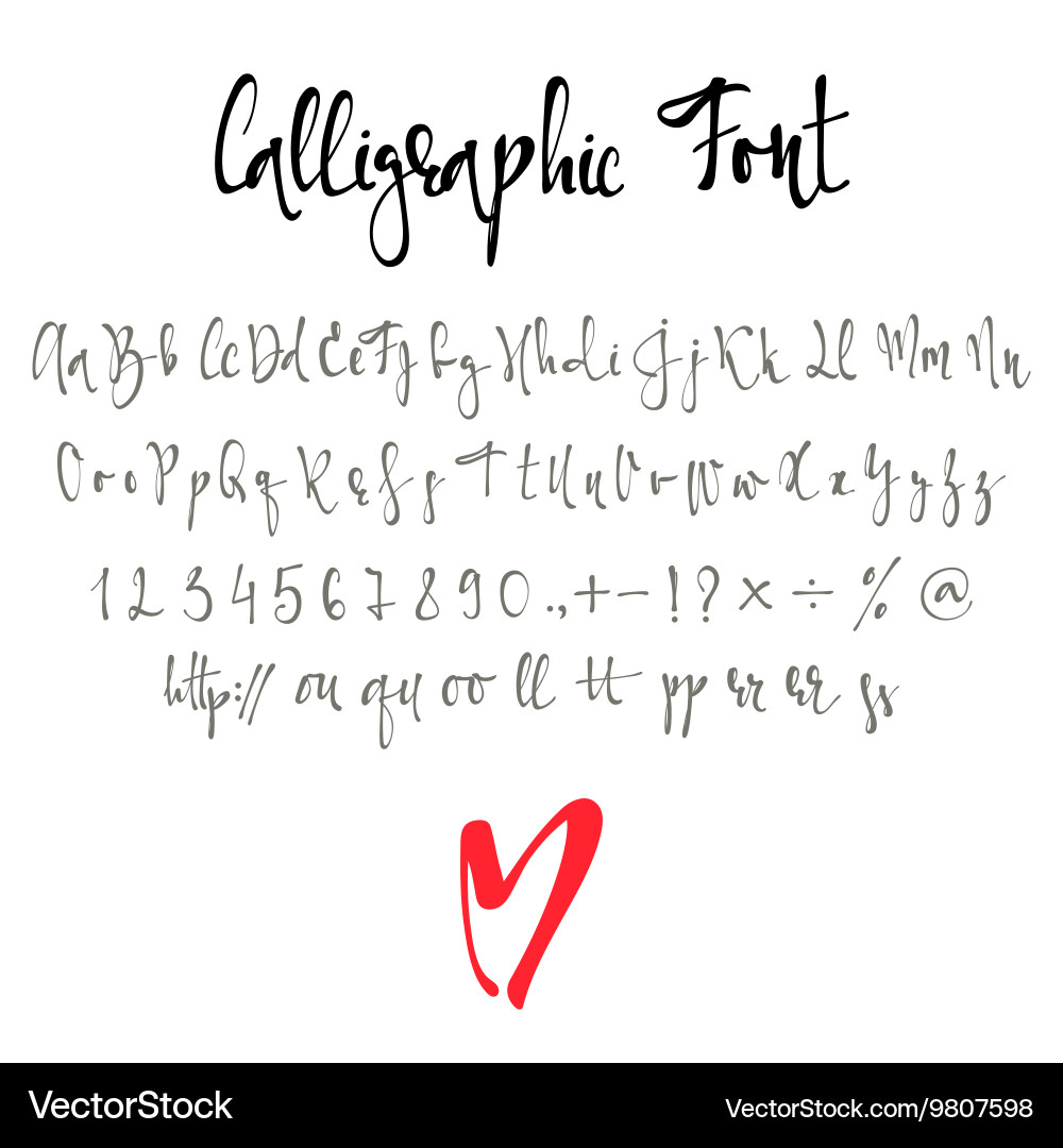 Calligraphic font with numbers ampersand Vector Image