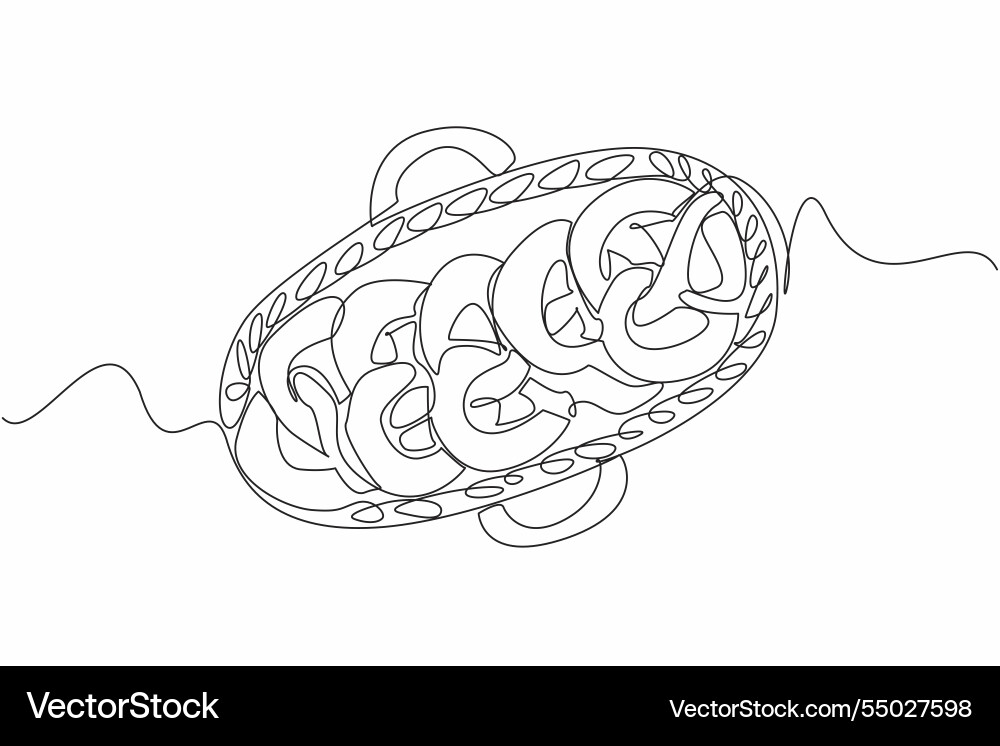 Continuous one line drawing 5 pretzels lined up Vector Image