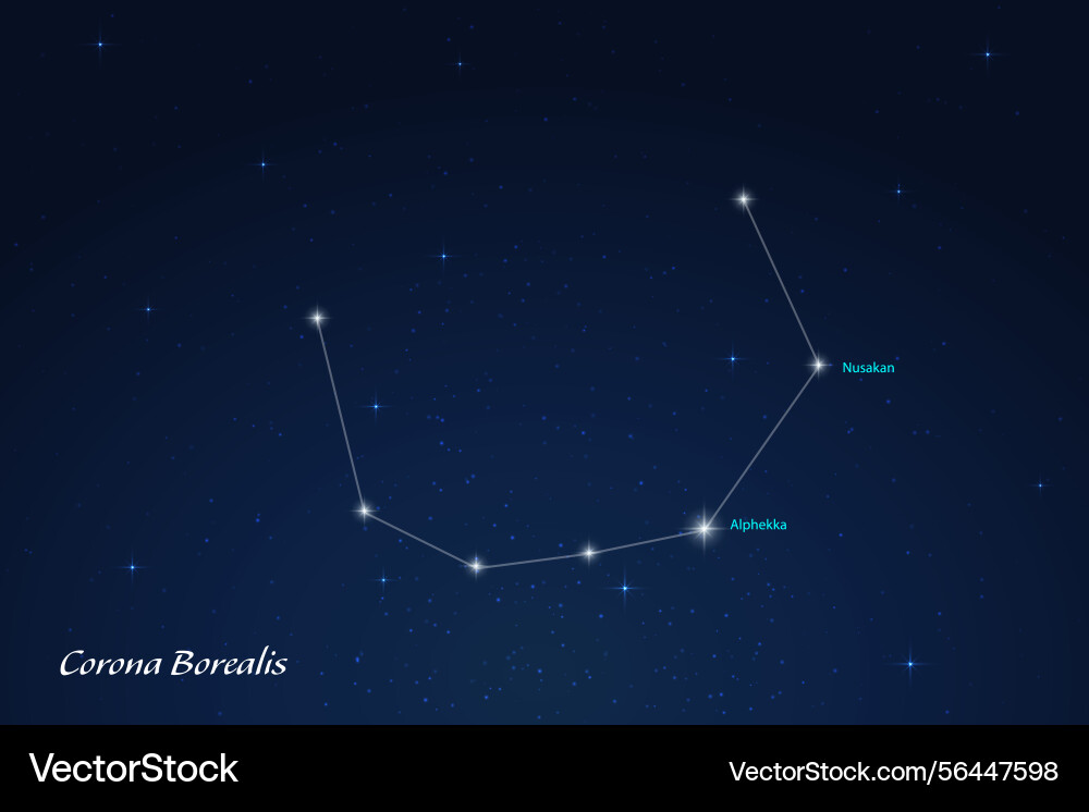 Corona borealis constellation with star names Vector Image