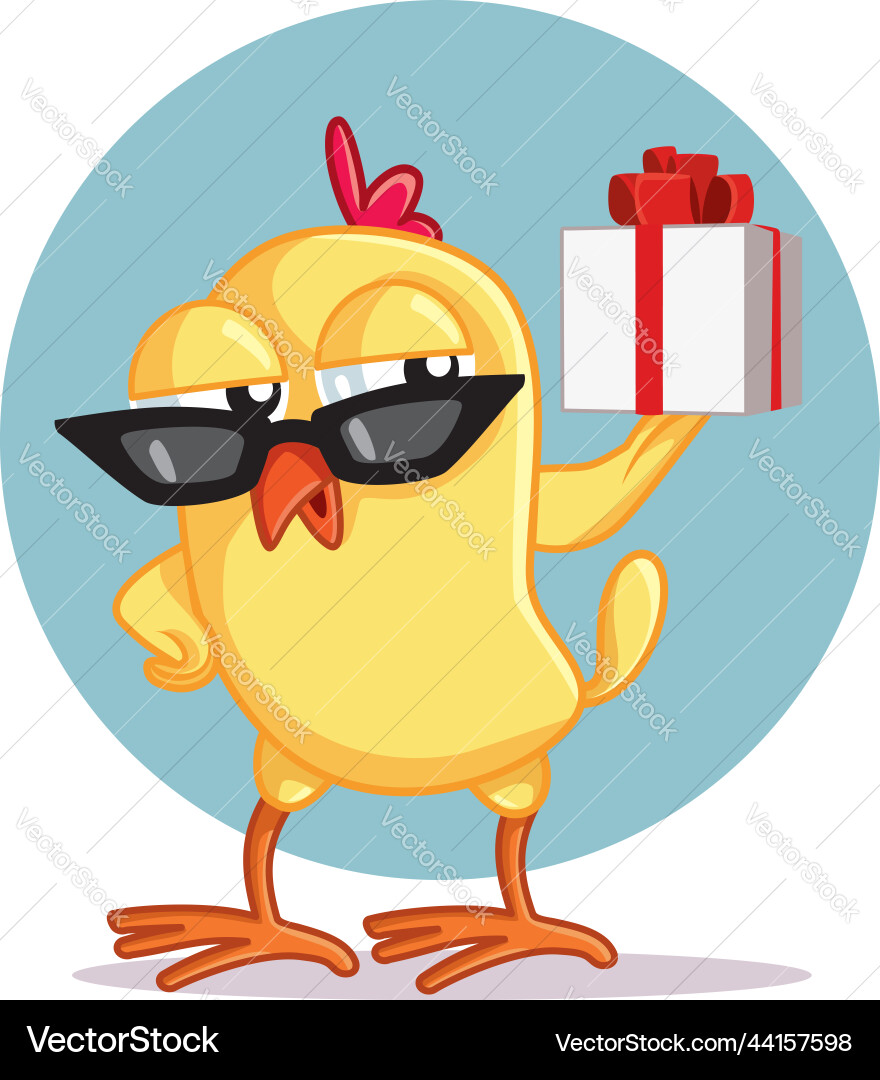 Cute chicken holding a gift box cartoon Royalty Free Vector