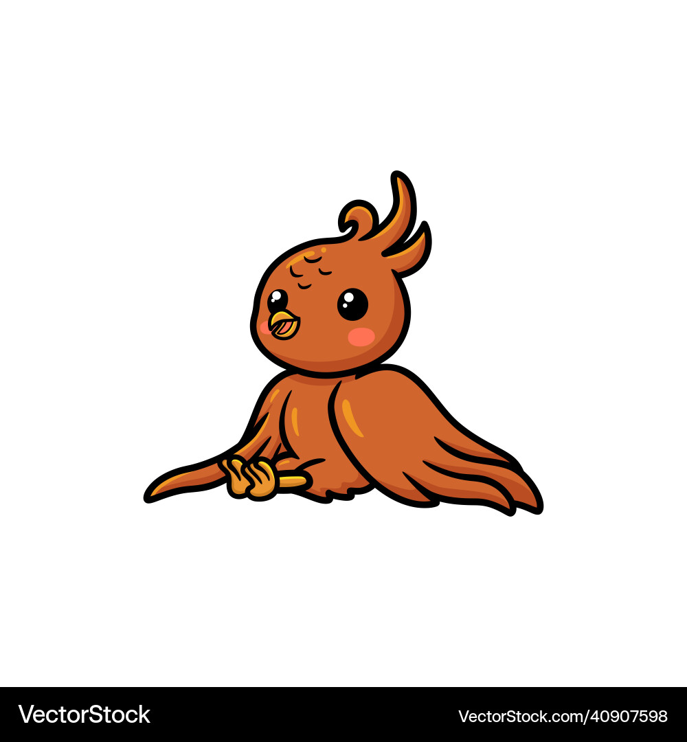 Cute little phoenix cartoon sitting Royalty Free Vector