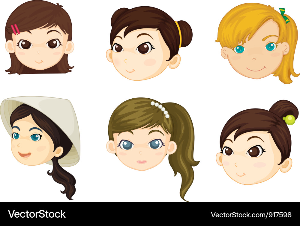 Girls heads Royalty Free Vector Image - VectorStock