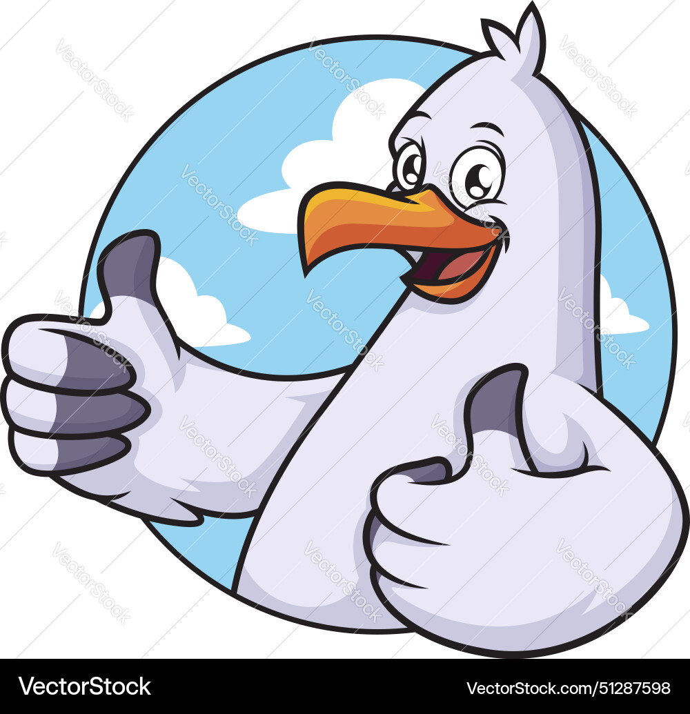 Happy seagull thumbs up Royalty Free Vector Image