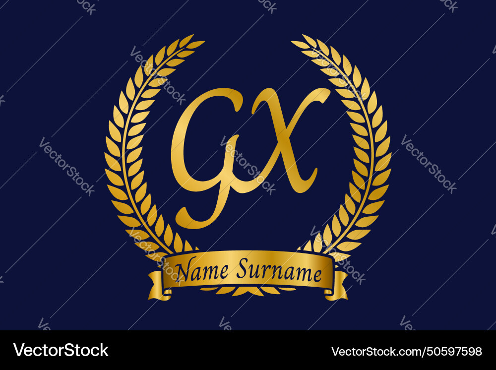 Initial letter g and x gx monogram logo design Vector Image