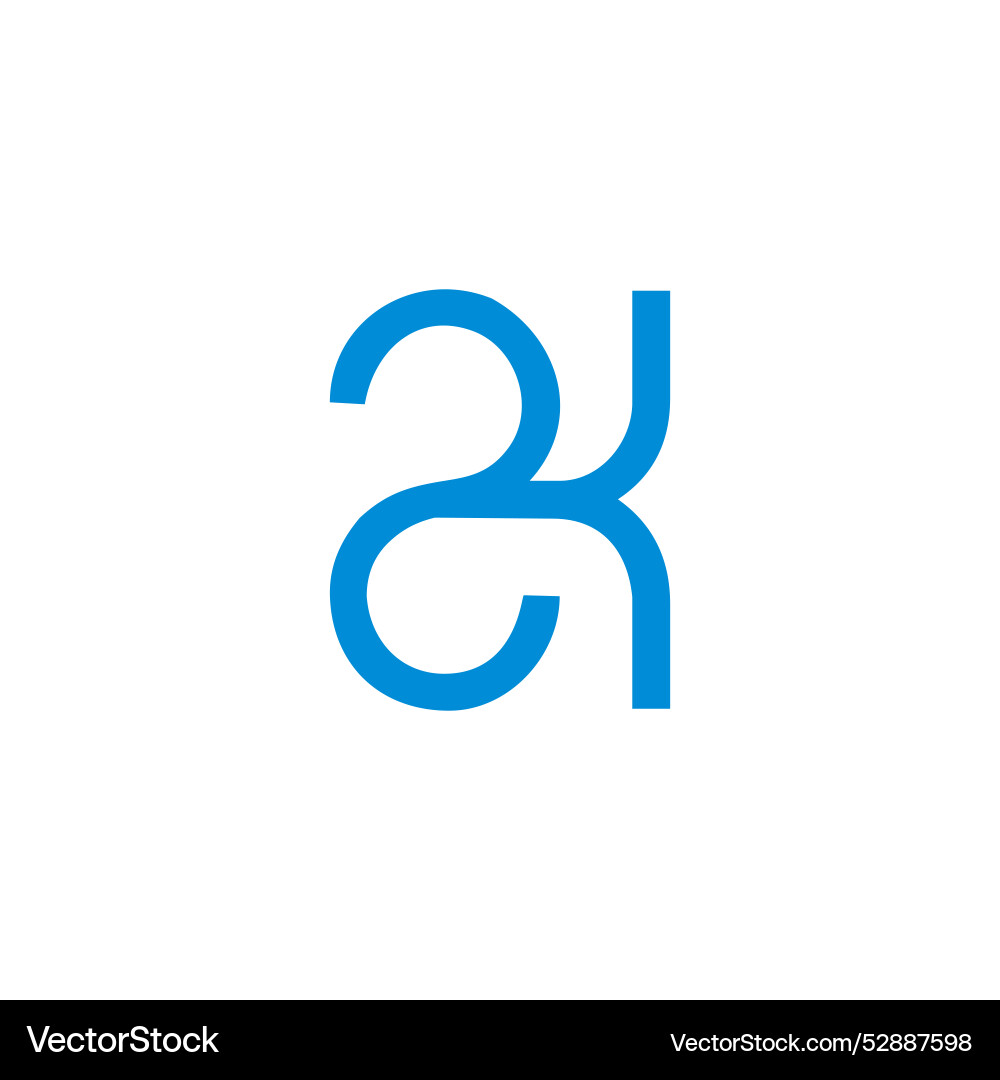 Letter 2k linked abstract lines logo Royalty Free Vector