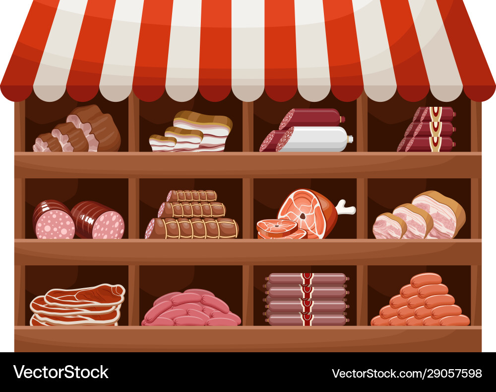 Meat farmer shop Royalty Free Vector Image - VectorStock
