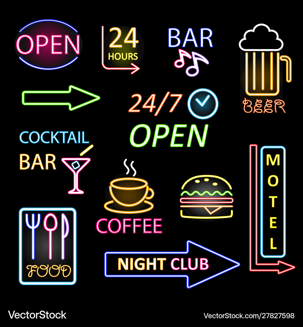 Neon icon set Royalty Free Vector Image - VectorStock