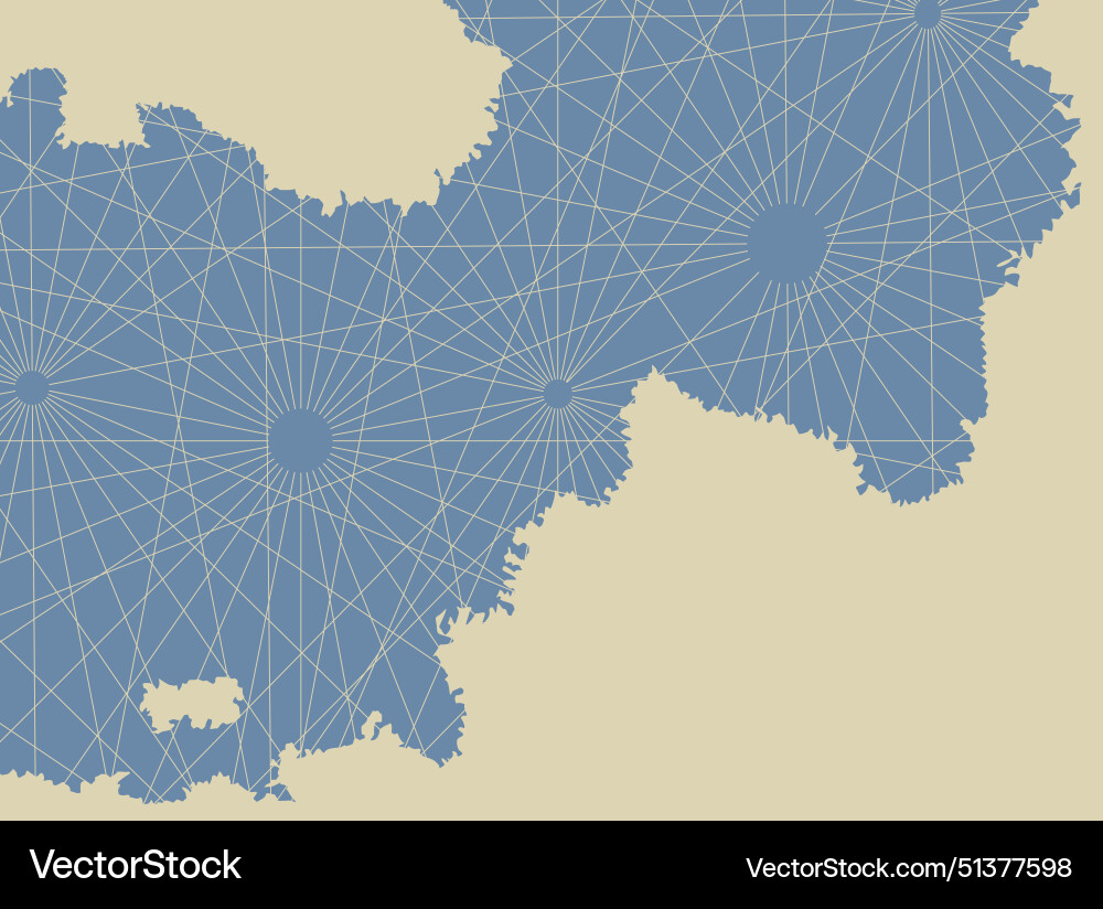 Portolan map two continents and a sea Royalty Free Vector