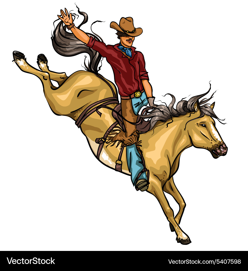 Rodeo Cowboy on Horse Royalty Free Vector Image