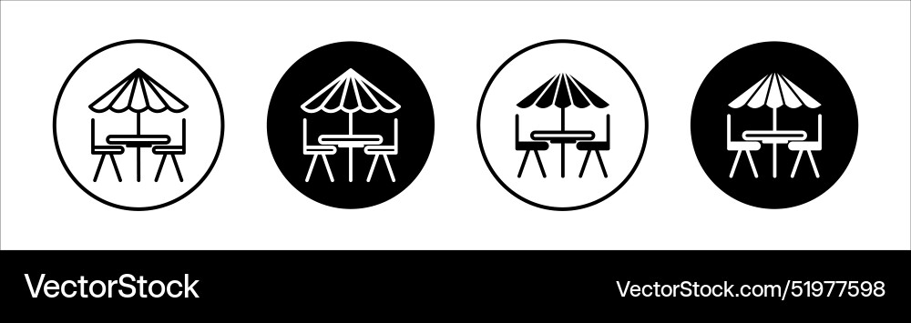 Terrace cafe flat line icon set thin Royalty Free Vector