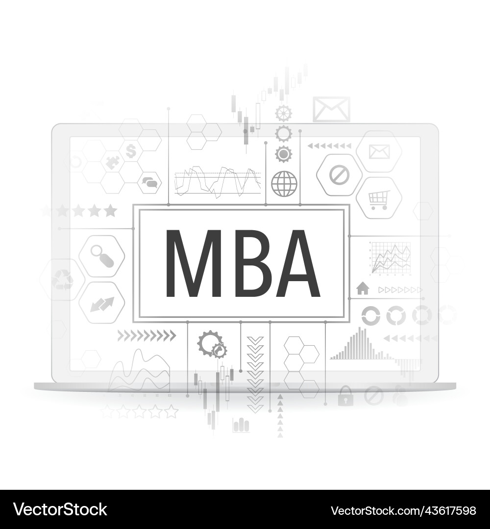 White digital gadget mba symbols Royalty Free Vector Image