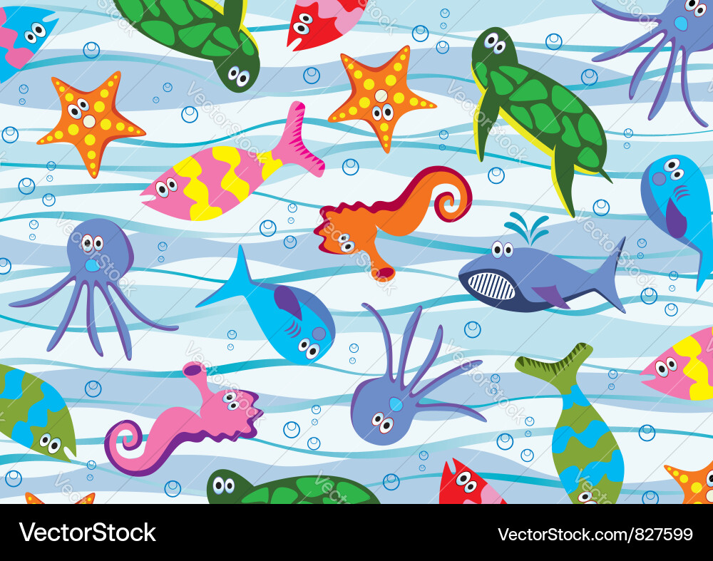 Colorful sea animals Royalty Free Vector Image