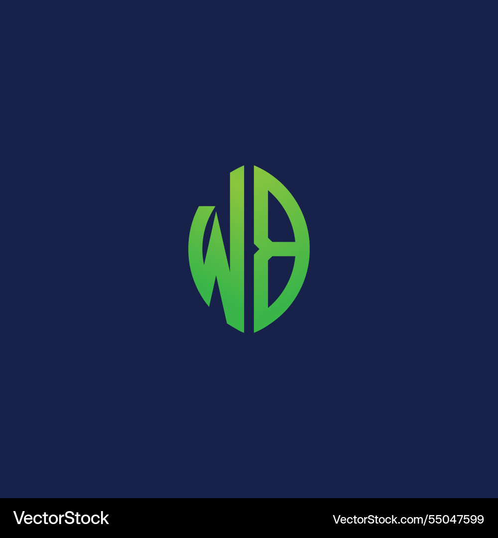 Creative initial letters wb with eco leaf shape Vector Image