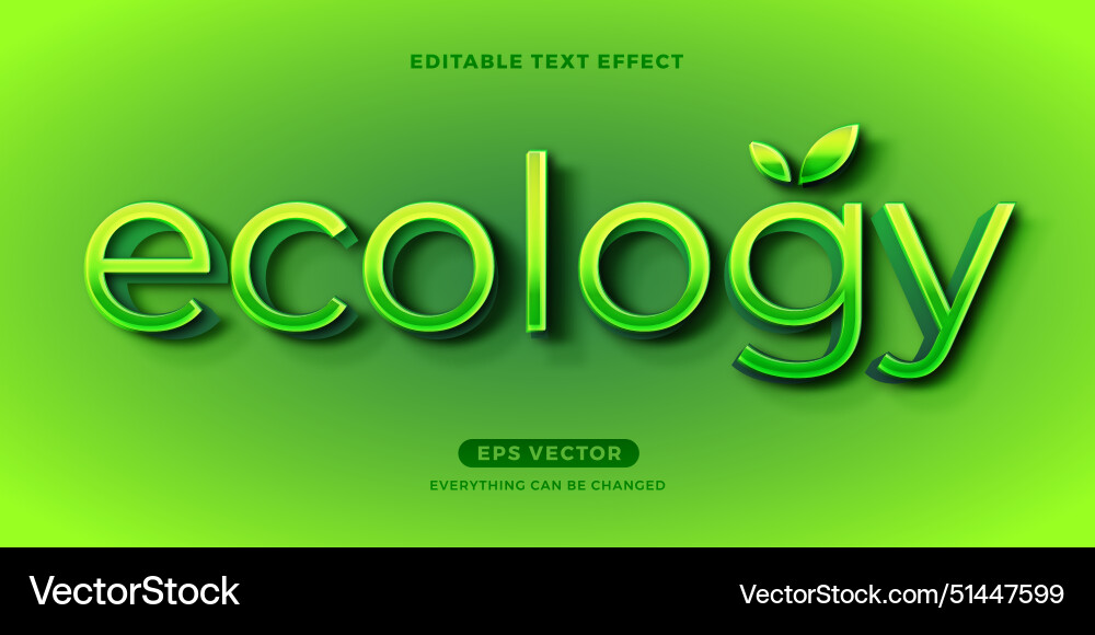 Ecology green editable text effect Royalty Free Vector Image