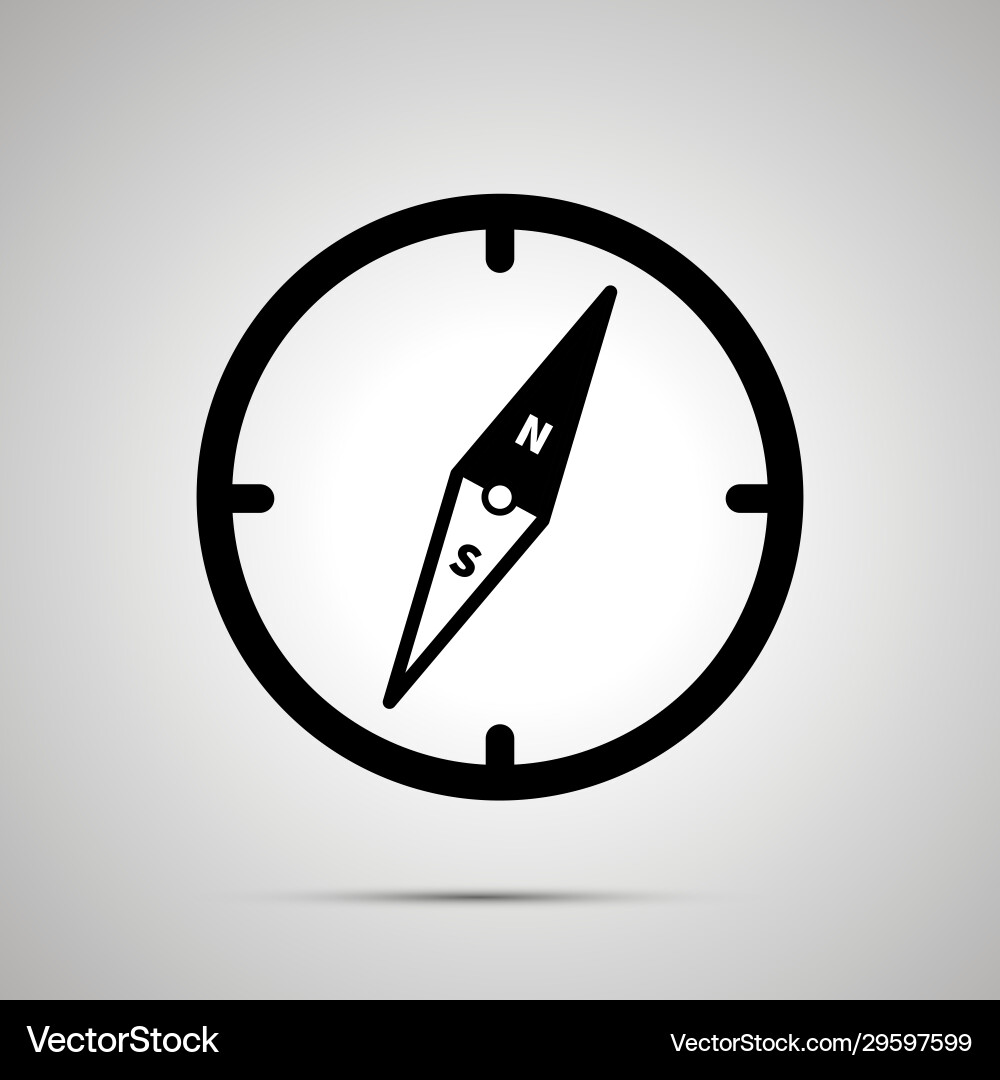 Old compass simple black icon with shadow on gray Vector Image