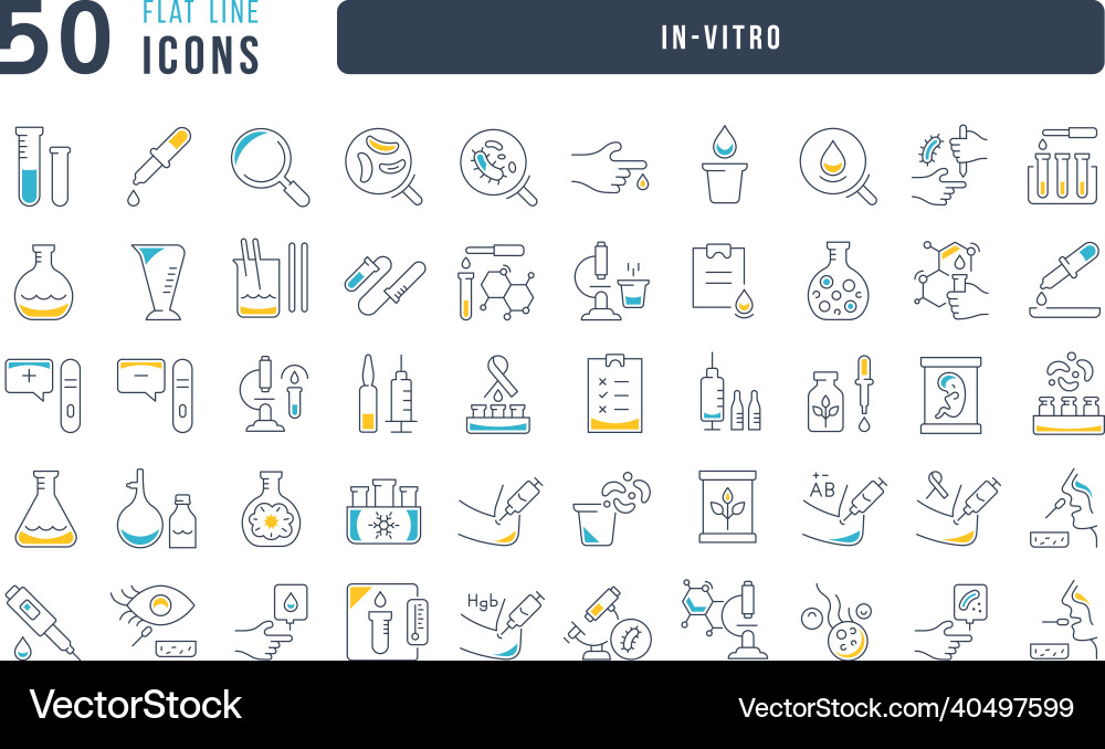 Set of linear icons in-vitro Royalty Free Vector Image