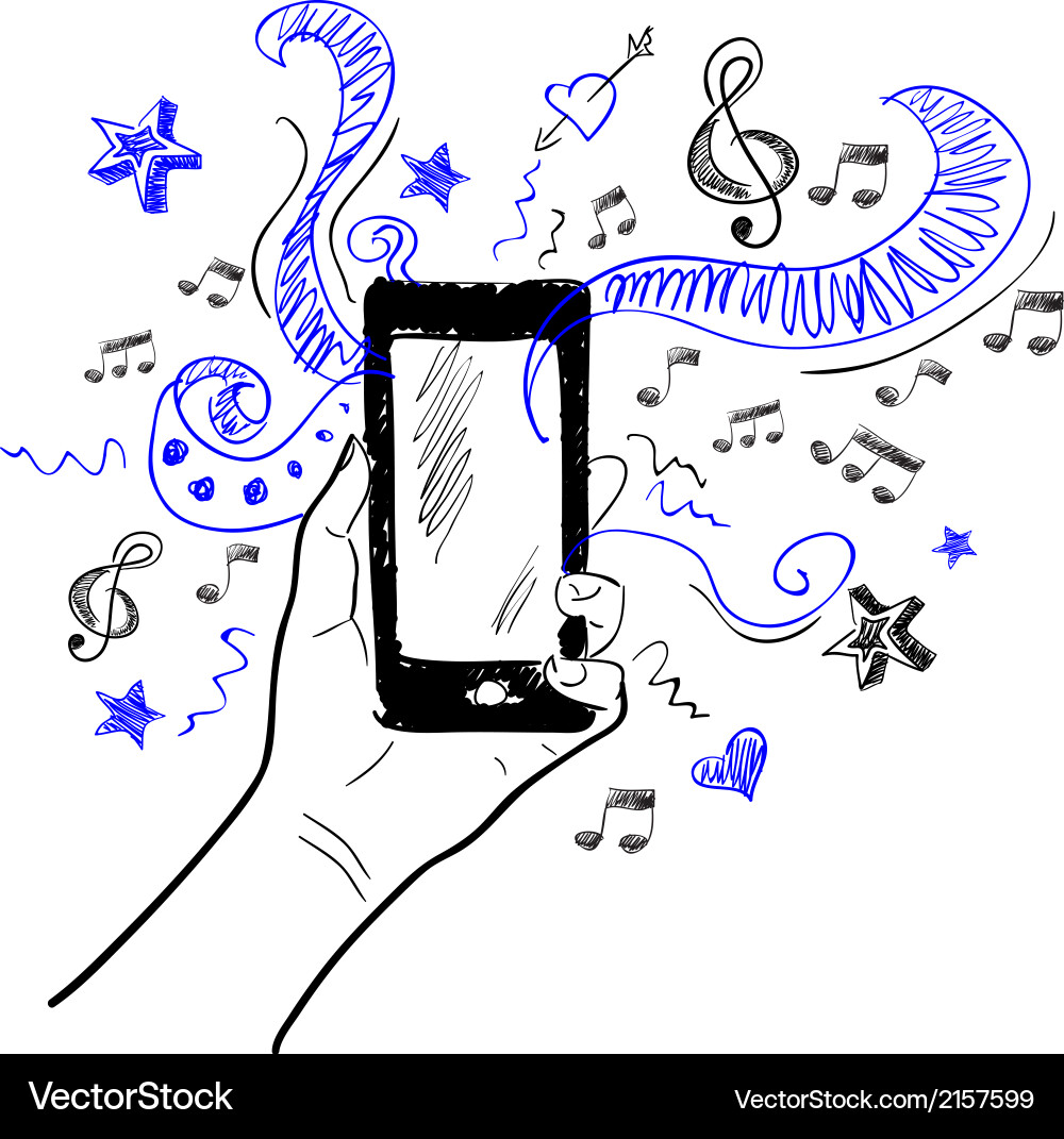Smartphone Music Touchscreen Sketch Royalty Free Vector