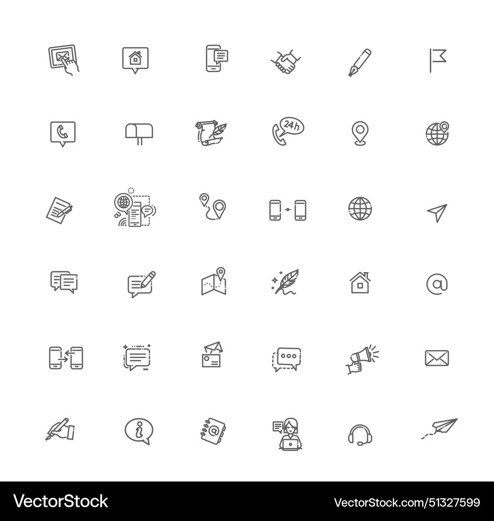 Thin lines web icons set - contact us Royalty Free Vector