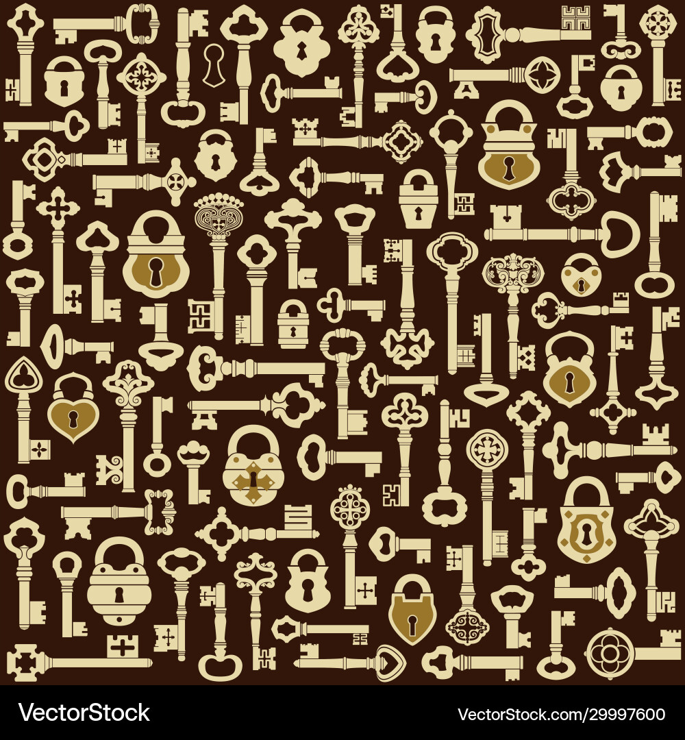 Antique keys background Royalty Free Vector Image