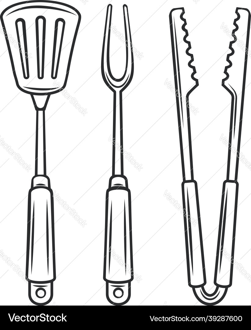 Barbecue tools outline icon Royalty Free Vector Image