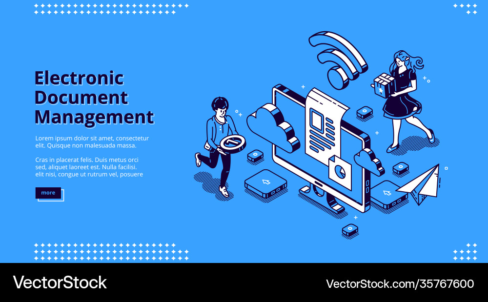 Electronic document management banner Royalty Free Vector