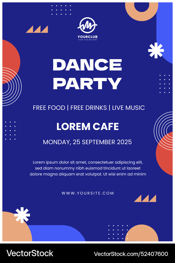 Flat design dance show invitation template Vector Image