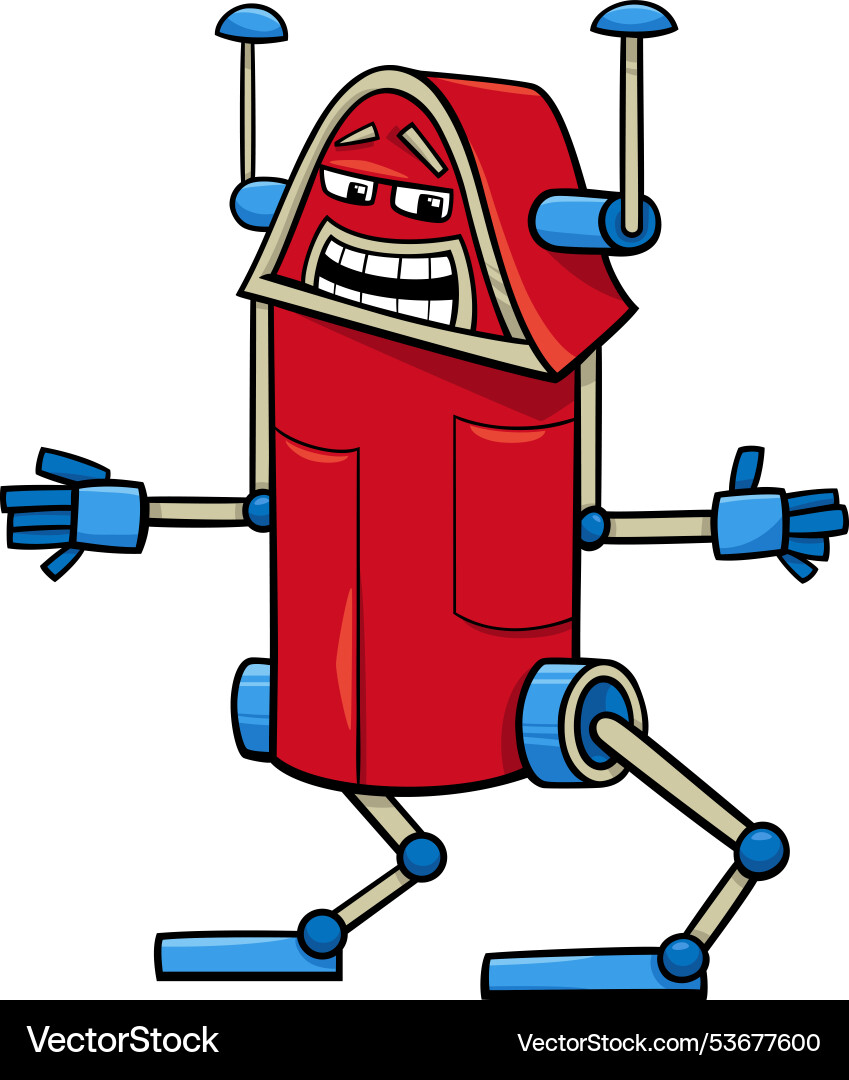 Funny cartoon robot or droid fantasy character Vector Image