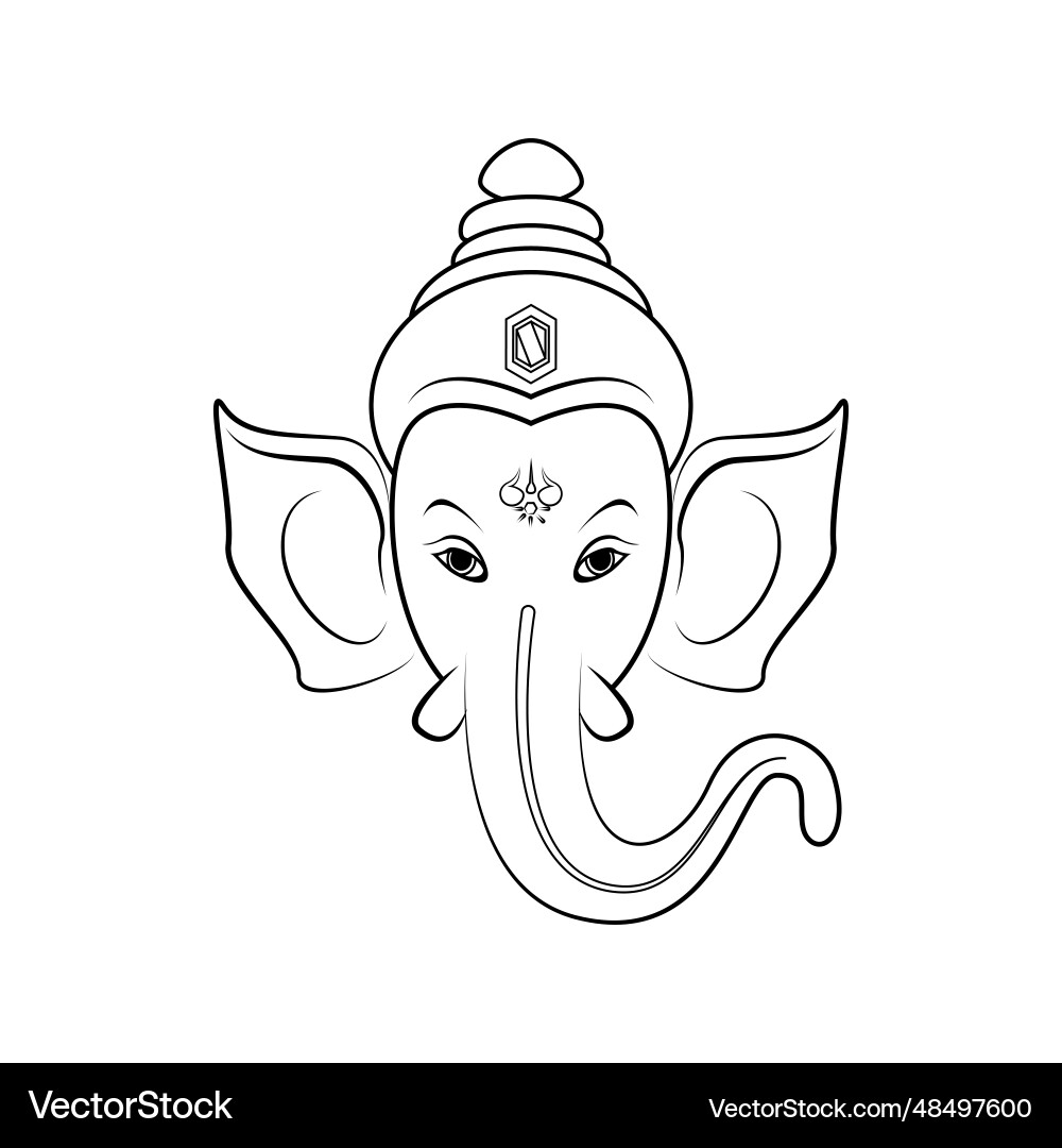 Ganesh ganpati line art premium Royalty Free Vector Image
