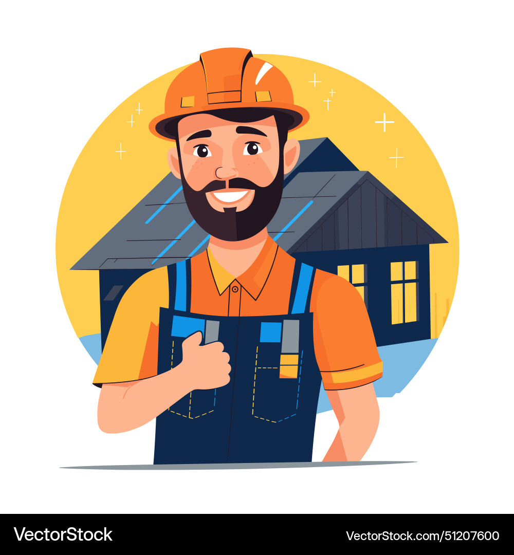 Happy construction worker giving thumbs up Vector Image