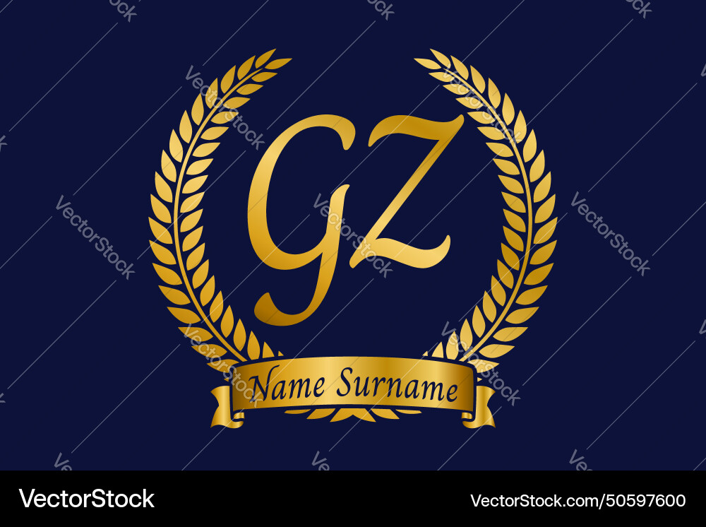 Initial letter g and z gz monogram logo design Vector Image