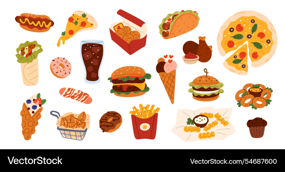 Junk Food Cartoon Meal Royalty Free Vector Image